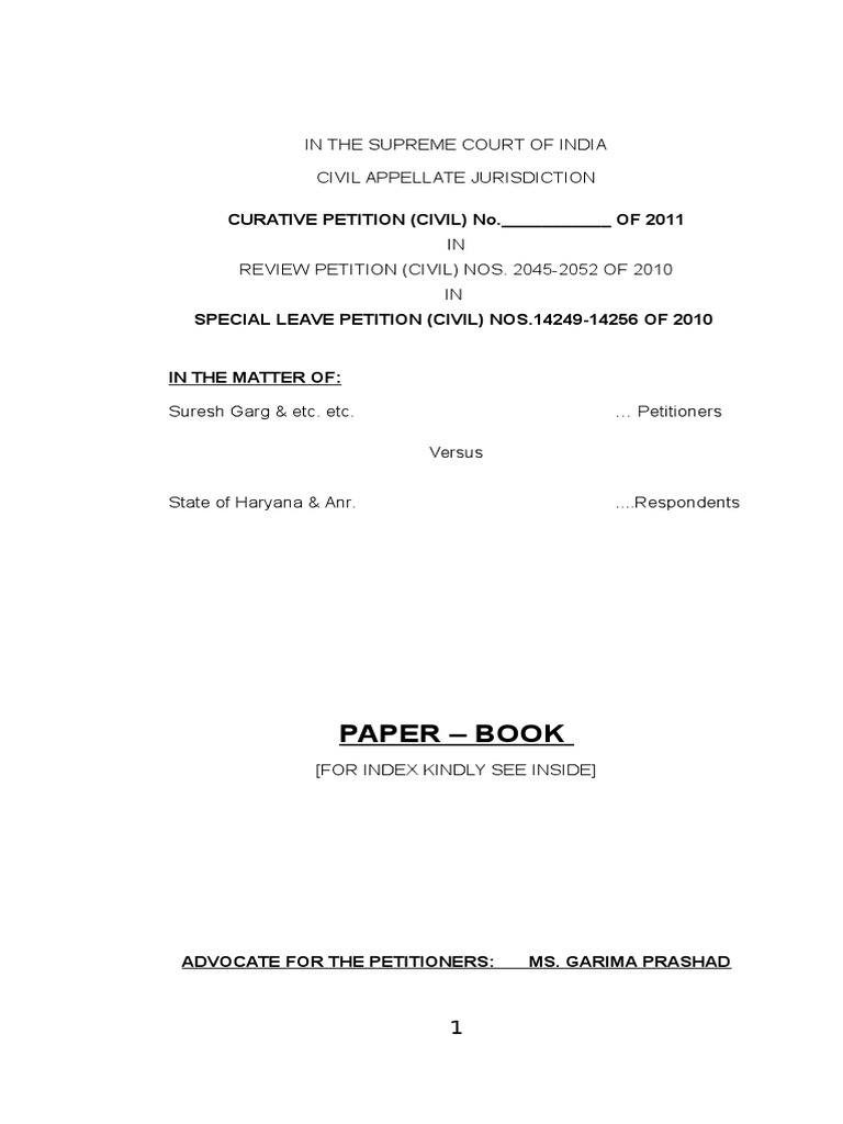 Curative Petition | Judgment (Law) | Supreme Courts