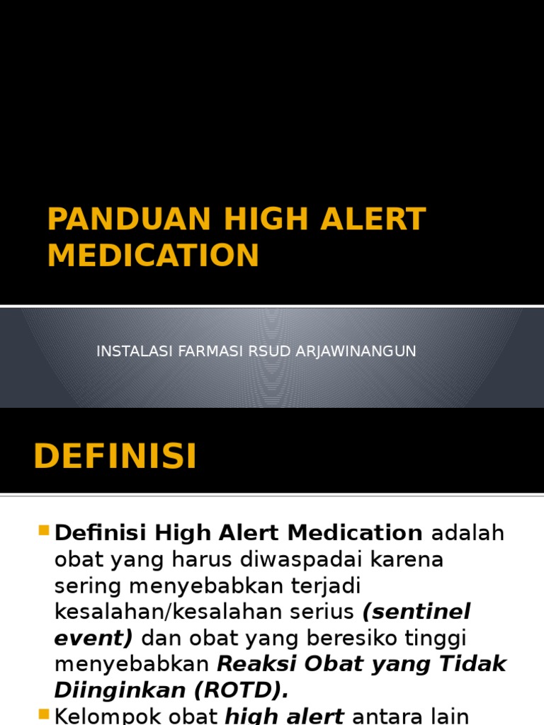 Panduan High Alert Medication | PDF