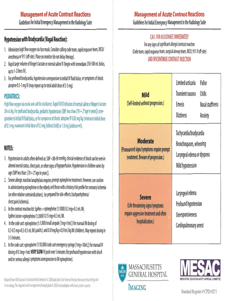 PocketCard Contrast Reactions | PDF | Shock (Circulatory) | Clinical ...