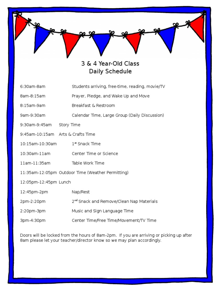 Preschool Daily Schedule Guide | PDF | Language Arts & Discipline