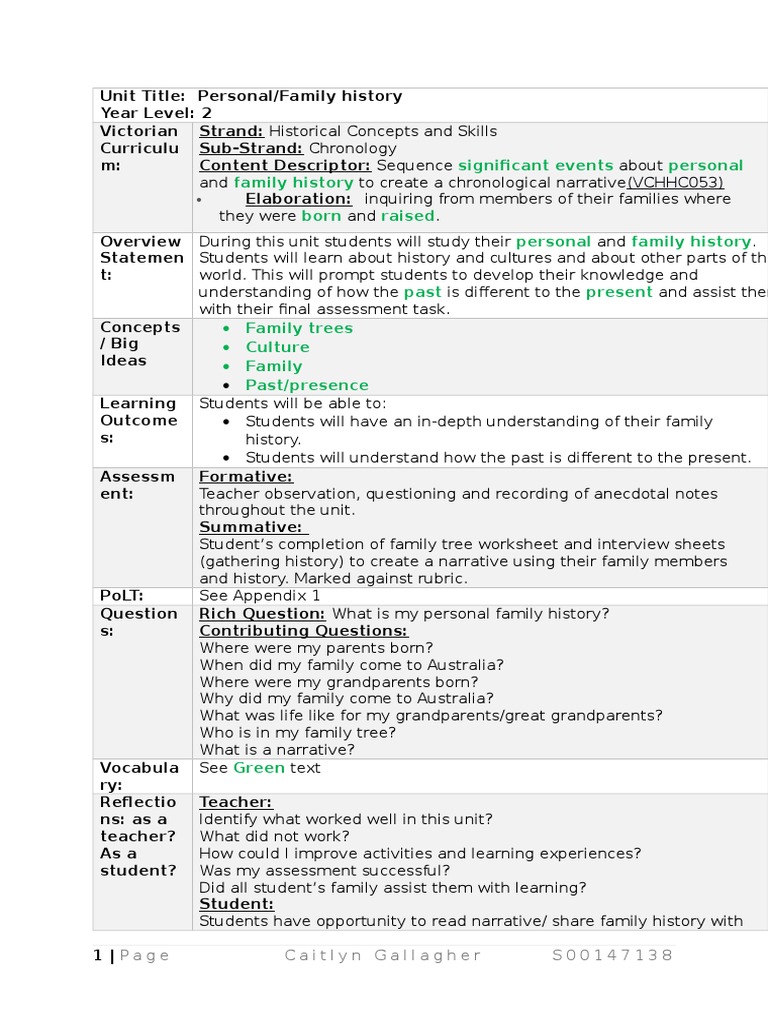 Unit-Overview 1 Family History | PDF | Educational Assessment | Narrative