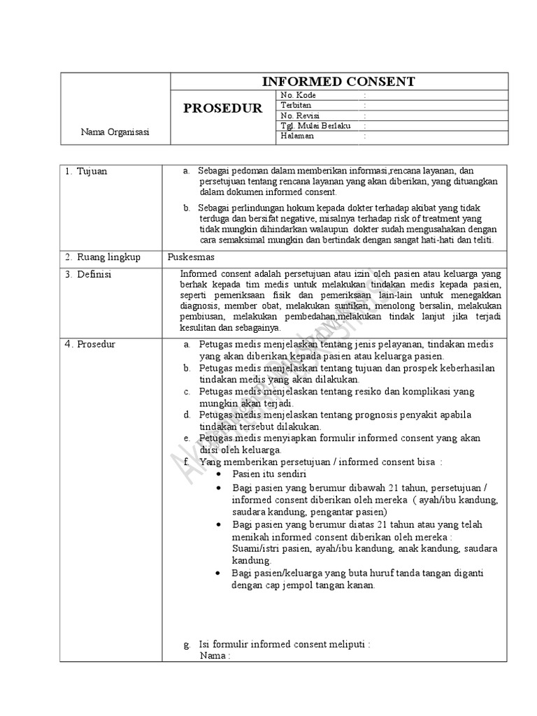 Sop Informed Consent | PDF