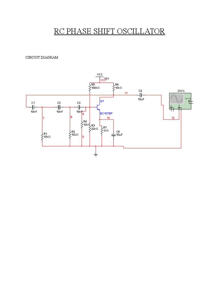 RC Phase Shift Oscillator Circuit Design | PDF