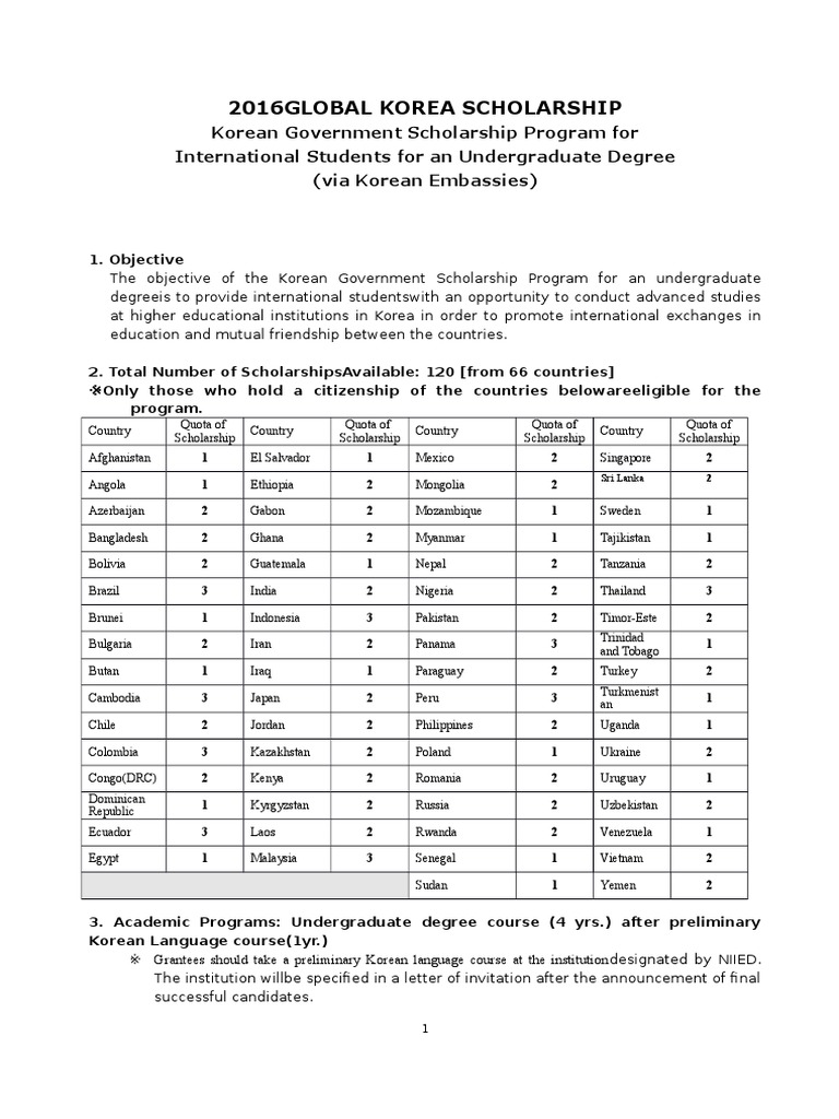 KGSP Undergraduate Application Guidelines 2016 | PDF | University And ...