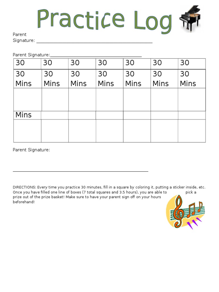 Practice Log for Kids' Rewards System | PDF