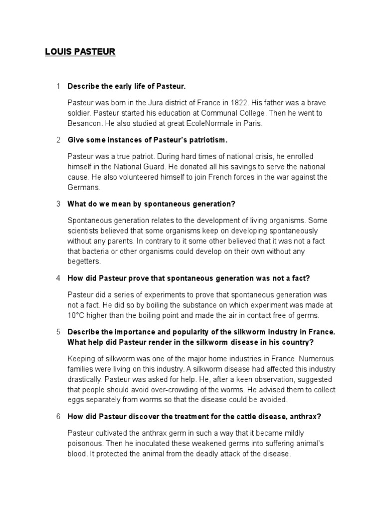 Louis Pasteur: The Life and Scientific Contributions of the Father of ...