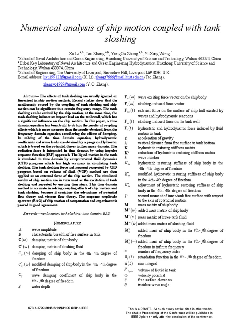 Numerical Analysis of Ship Motion | PDF | Computational Fluid Dynamics ...