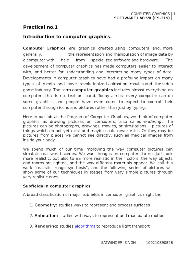 Computer Graphics Lab File Pdf Rendering Computer Graphics Animation 