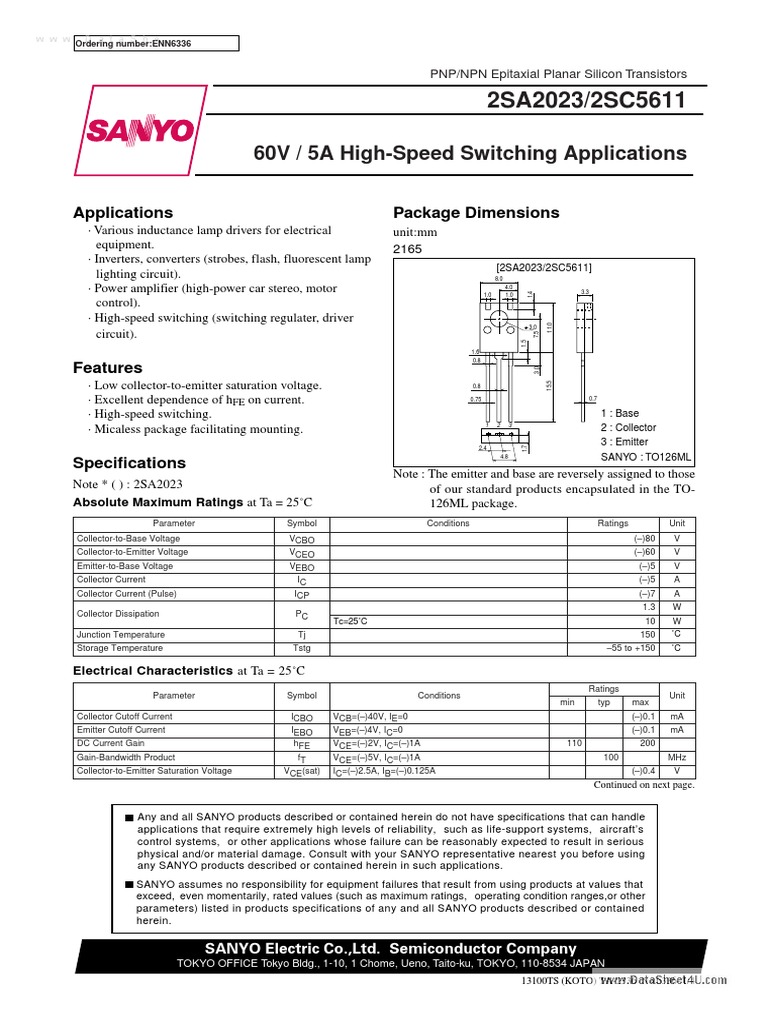 Datasheet c5611 Transistor | PDF | Bipolar Junction Transistor | Computer Engineering