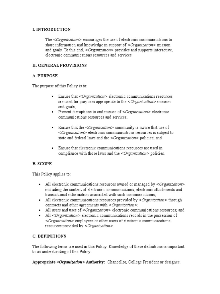 Electronic Communication Policy | PDF | Records Management ...