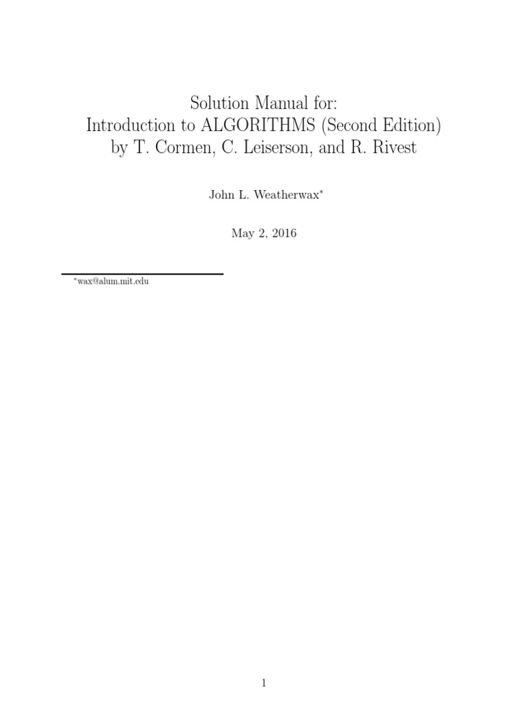 Cormen 2nd Edition Solutions Pdf Time Complexity Control Flow