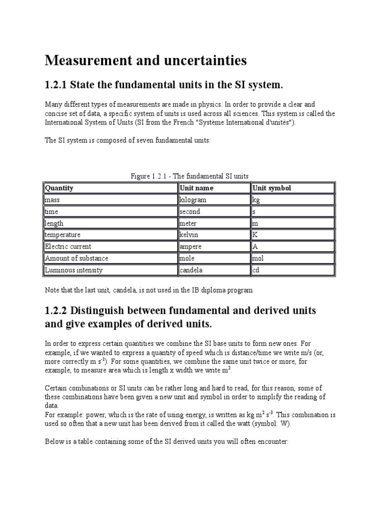 Measurement and Uncertainties | PDF | Observational Error | Significant Figures