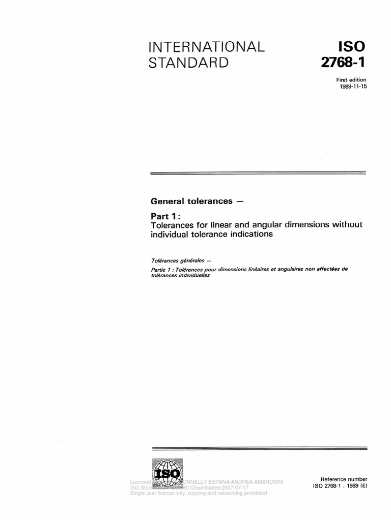 ISO 2768-1 - 1989 (E) (15nov89, Inglés) PDF | PDF | Engineering ...