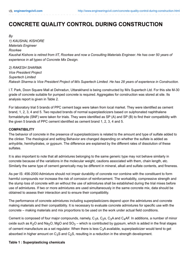 Concrete Quality Control During Construction | Download Free PDF ...