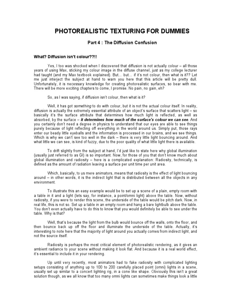 Photorealistic Texturing For Dummies Pt4 | PDF | Rendering (Computer ...