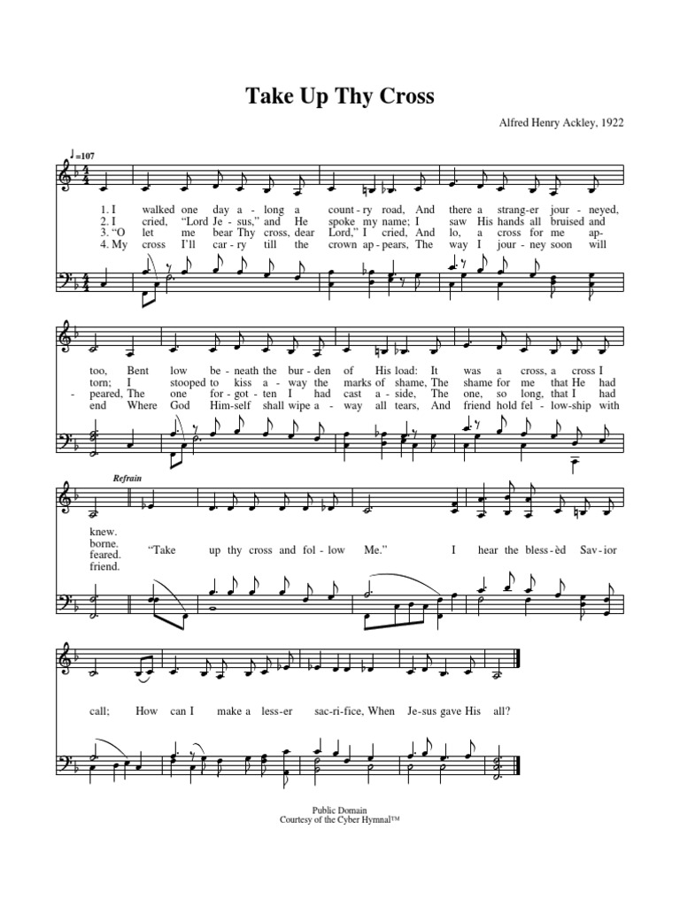 Take Up Thy Cross Hymn Lyrics | PDF | Poetry