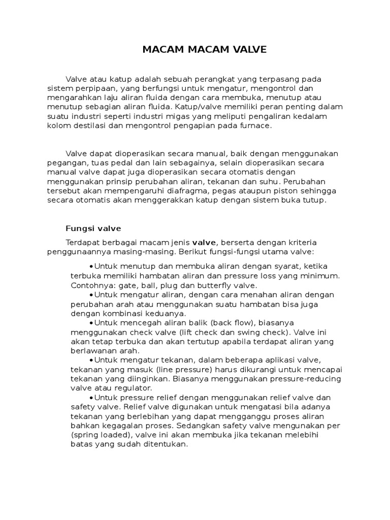 Macam Macam Valve | PDF