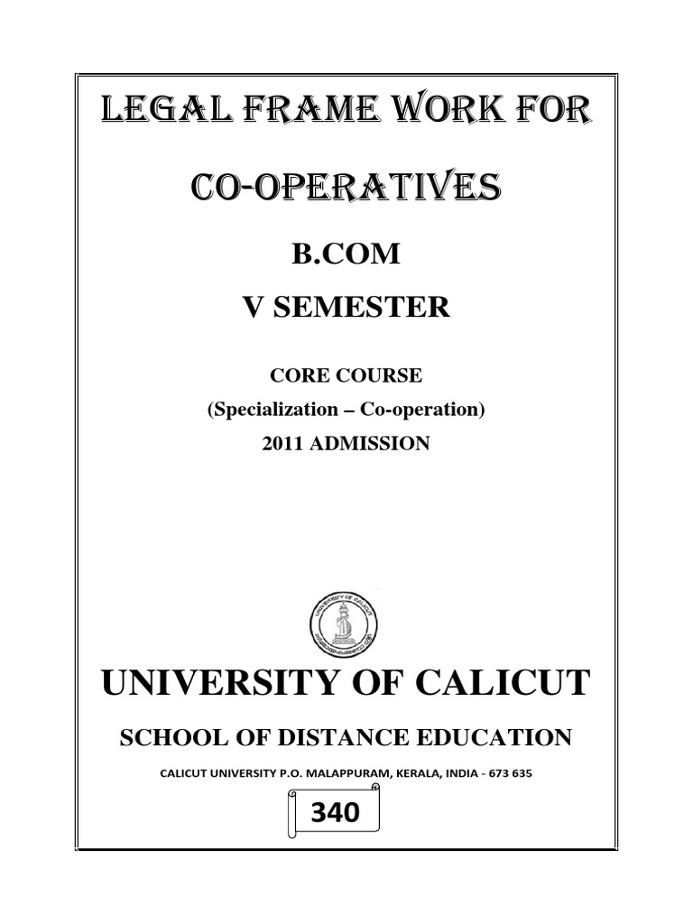 Legal Frame Work For Co-Operatives | PDF | Cooperative | By Law