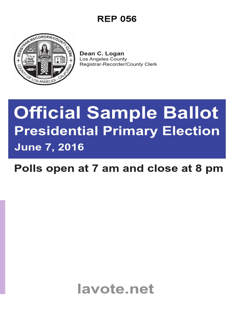 Official Sample Ballot: Presidential Primary Election | PDF | Postal ...