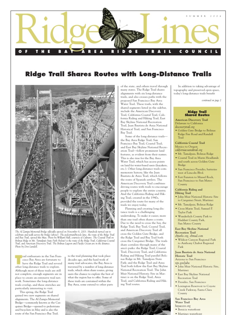 Ridge Lines Newsletter, Summer 2004 Bay Area Ridge Trail Council | PDF ...