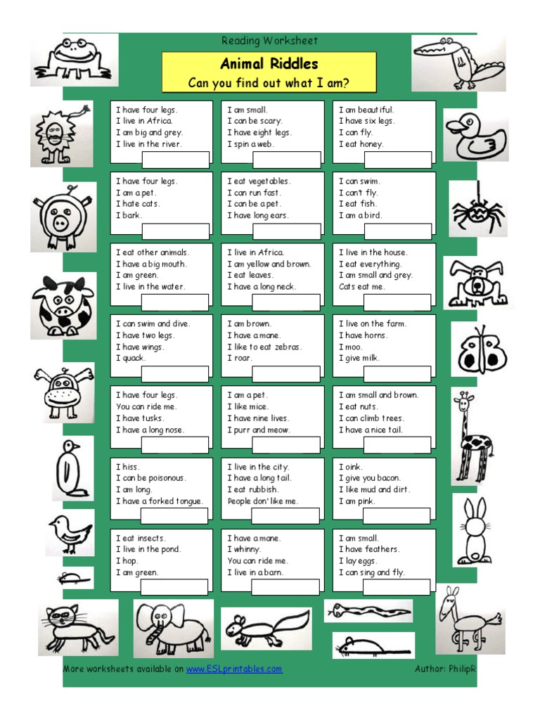 Animal Riddles: Can You Find Out What I Am? | PDF | Language Arts ...