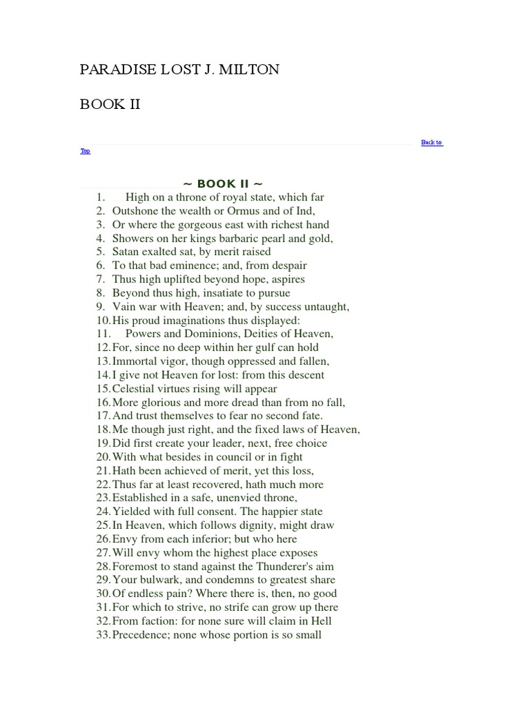 Paradise Lost Book II | PDF | Hell | Paradise Lost