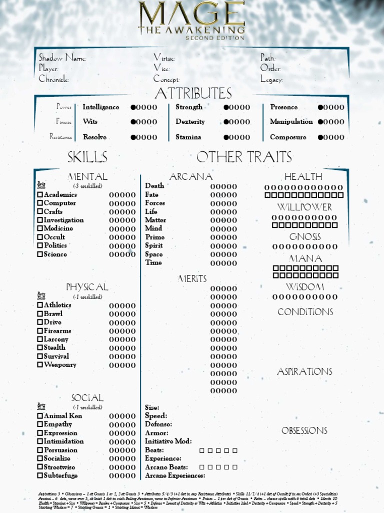 Mage The Awakening Character Sheet | PDF | Sports & Recreation | Career ...
