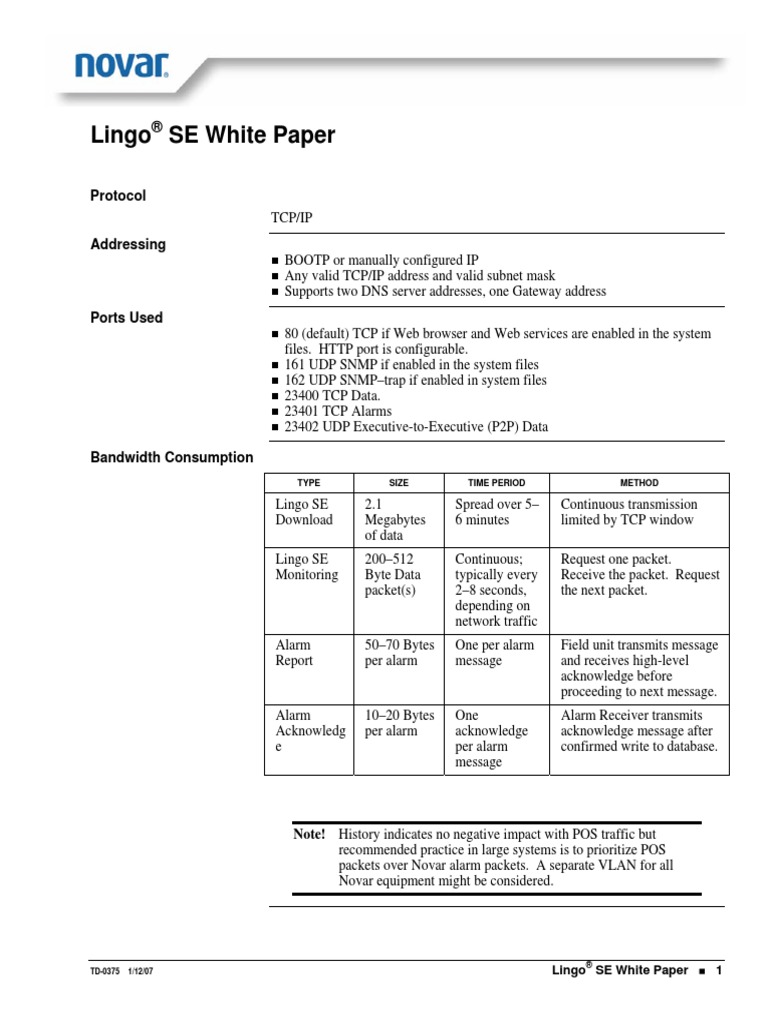 Lingo SE White Paper | PDF | Transmission Control Protocol | Network Packet
