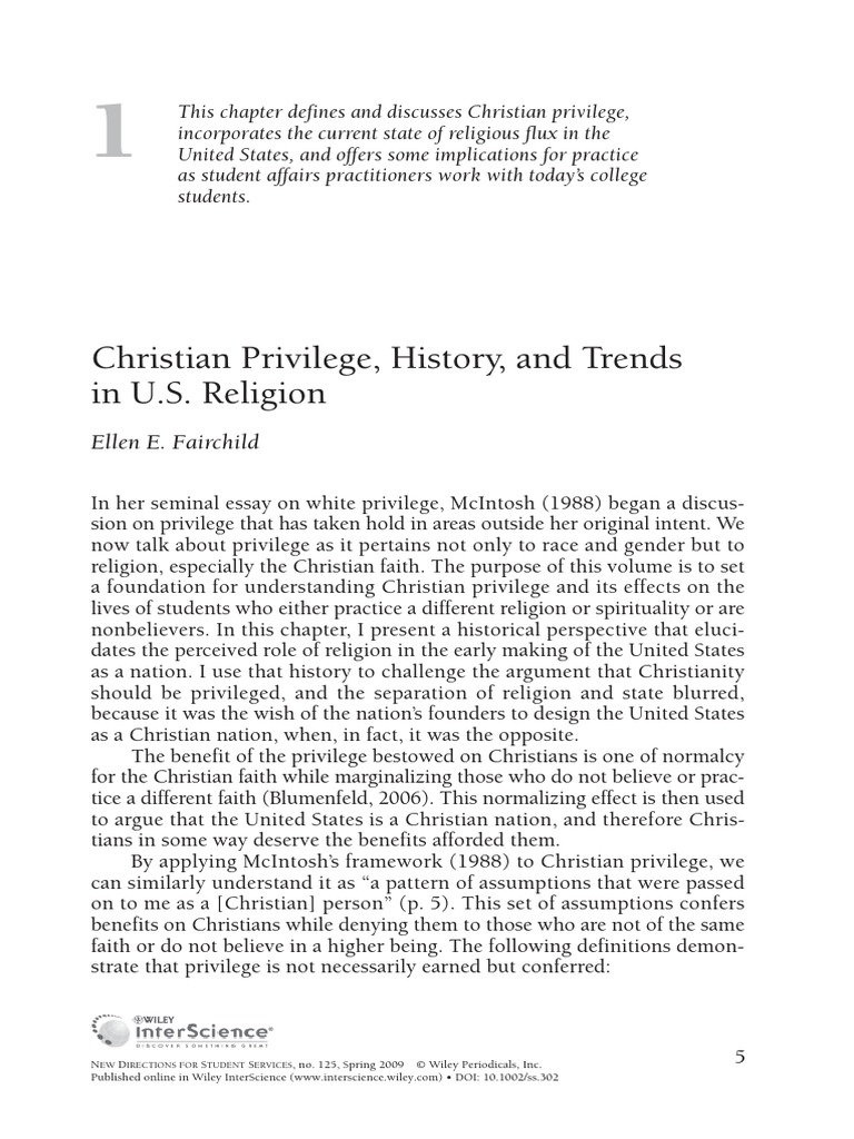 Christian Privilege, History, and Trends in U.S. Religion | PDF ...