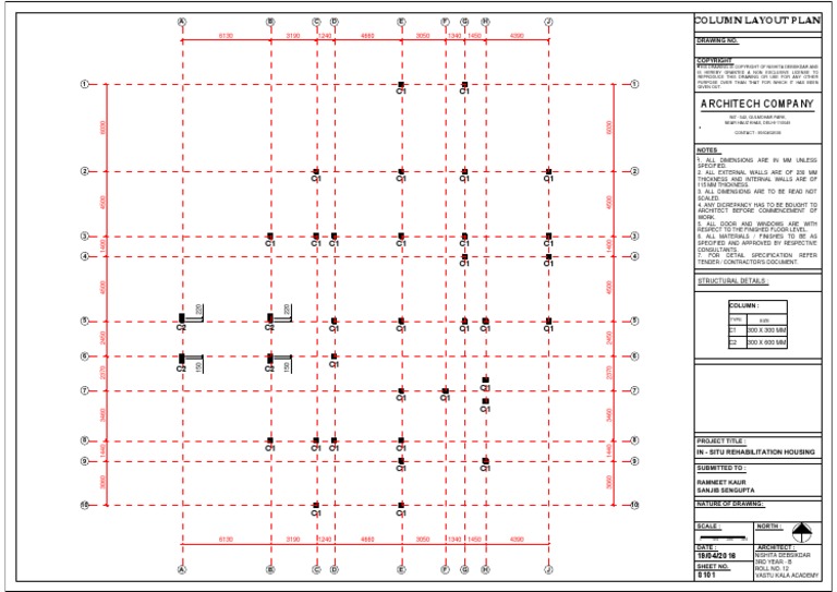 Architech Company: Column Layout Plan | PDF