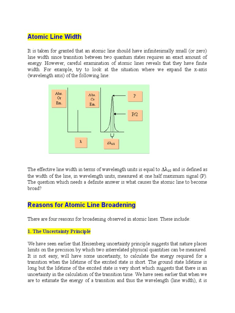 Atomic Line Width | PDF | Spectral Line | Doppler Effect