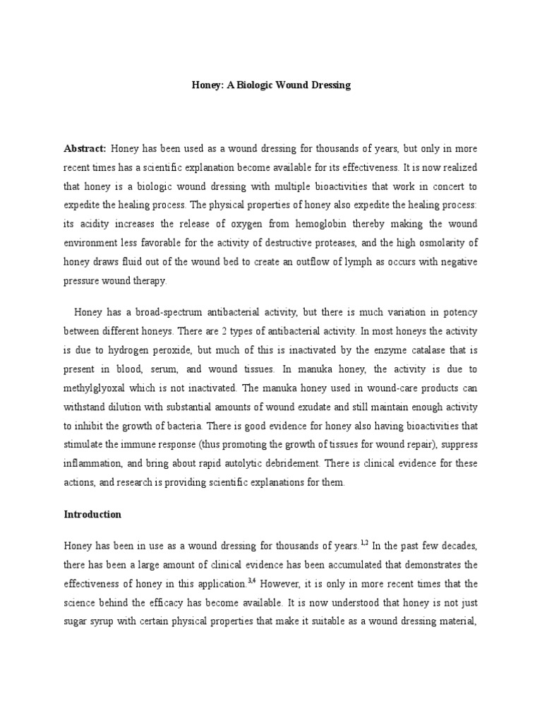 Honey: A Biologic Wound Dressing | Download Free PDF | Inflammation ...