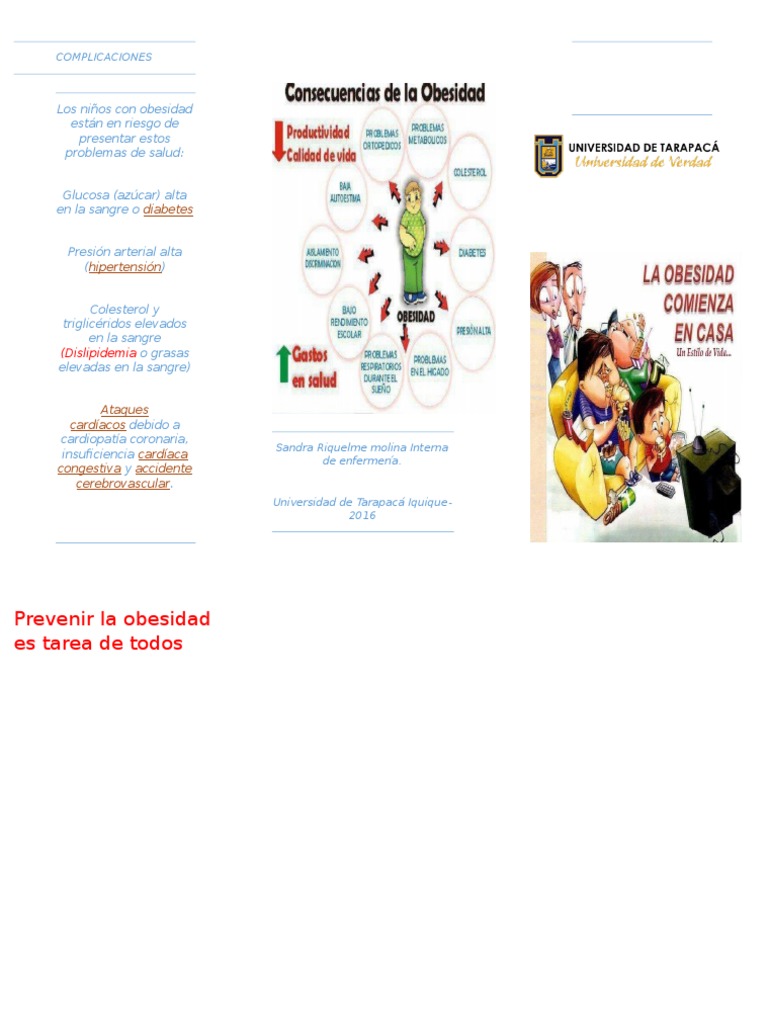 OBESIDAD INFANTIL TRIPTICO | Obesidad infantil | Obesidad