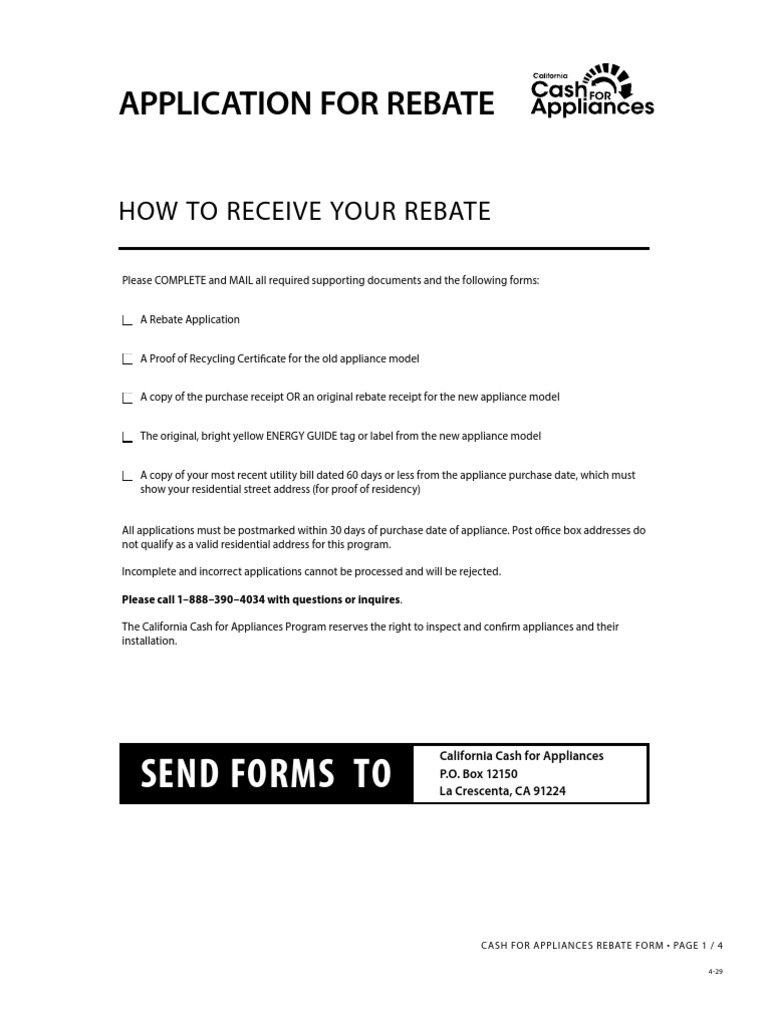 CA Appliance Rebate Form | PDF | Rebate (Marketing) | Landlord