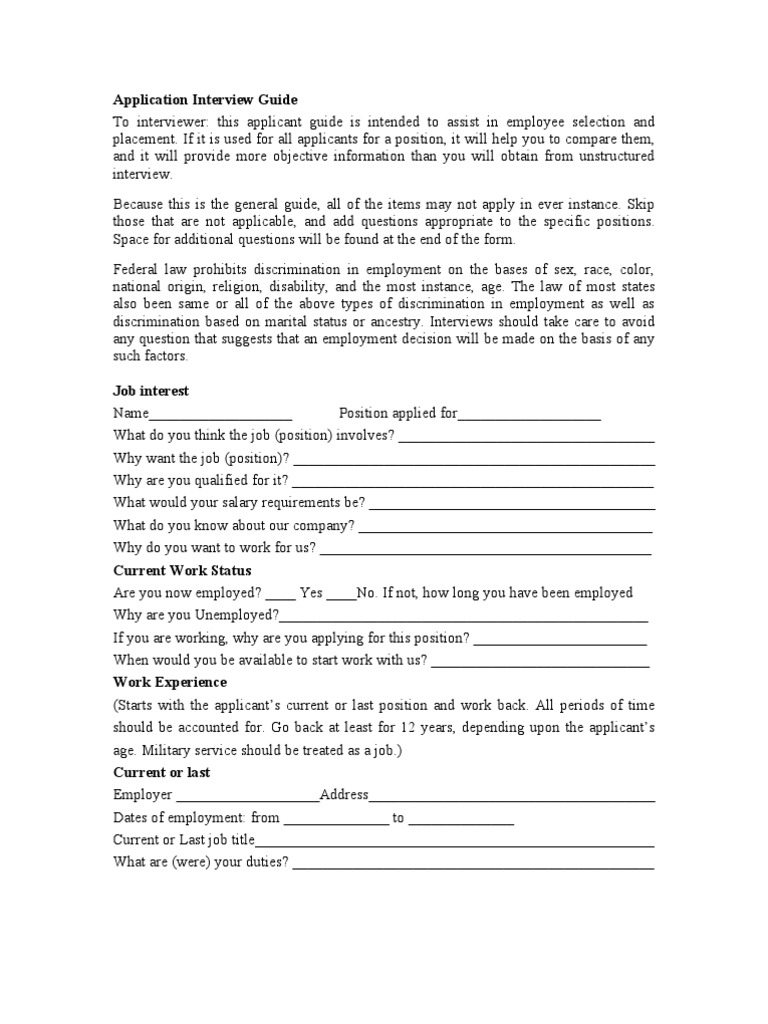 Interview Guide[1] | Employment | Salary