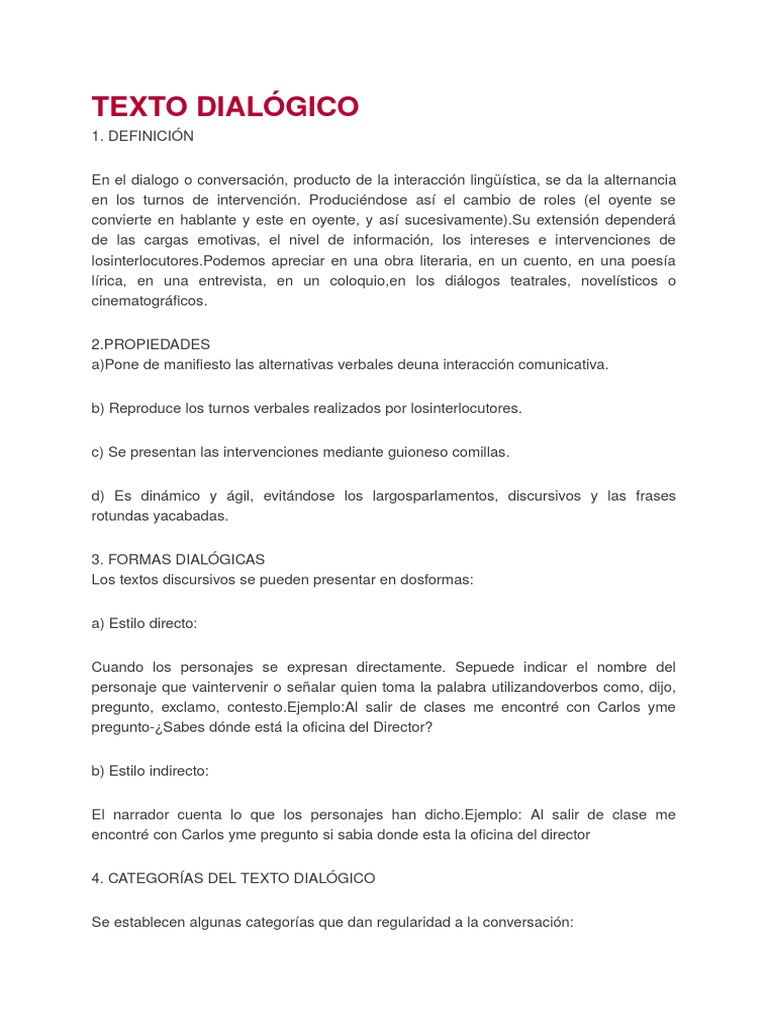 TEXTO DIALÓGICO.docx | Diálogo | Conversacion