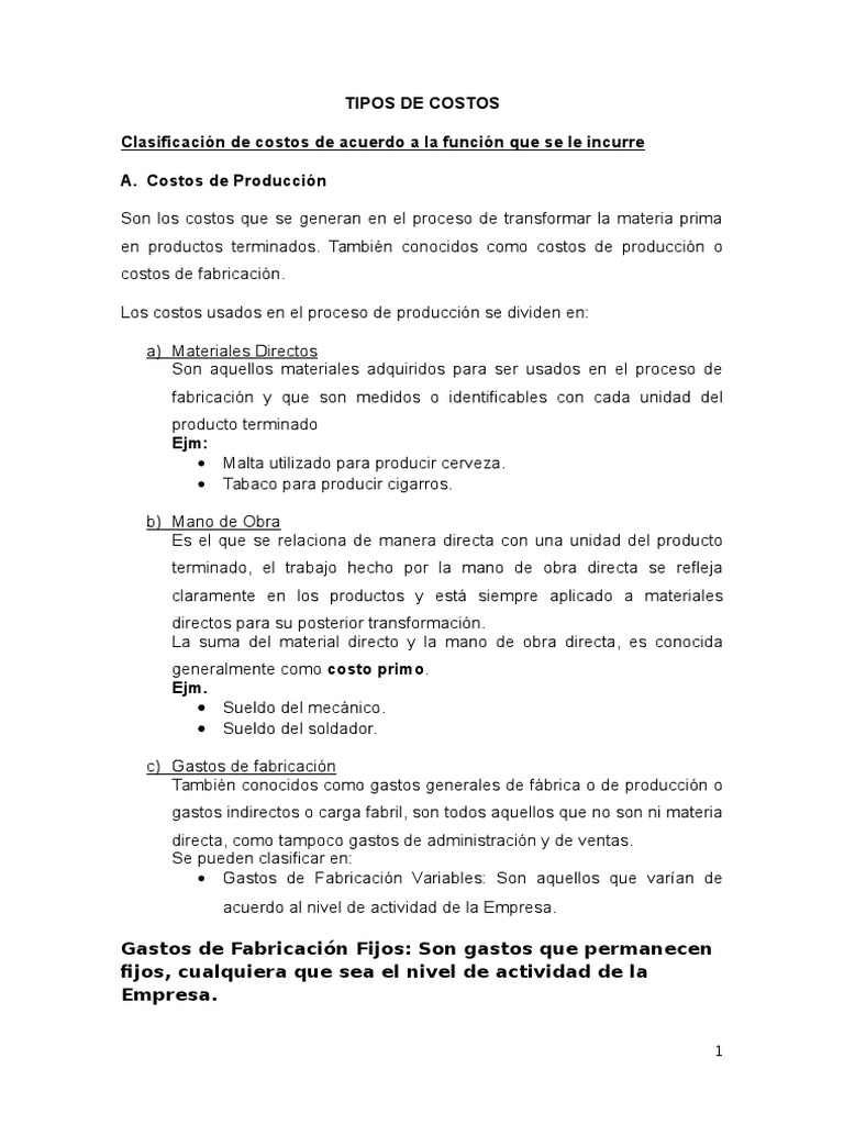 Costos Directos e Indirectos | PDF | Costo marginal | Costo