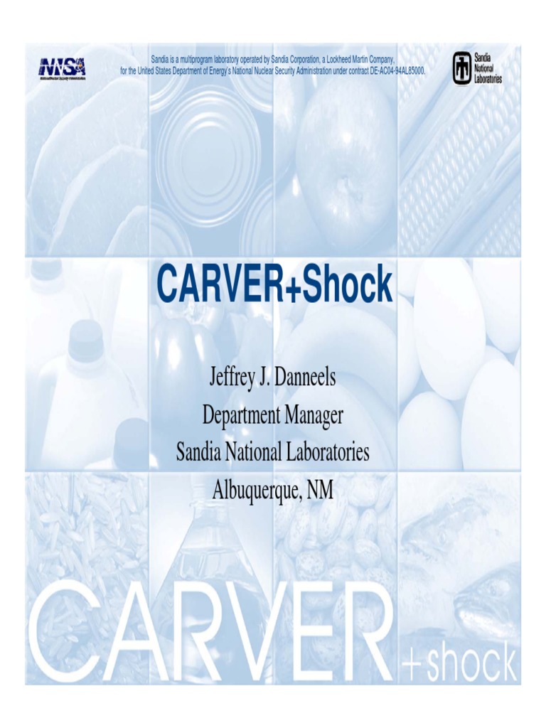 CARVER+Shock: Jeffrey J. Danneels Department Manager Sandia National ...