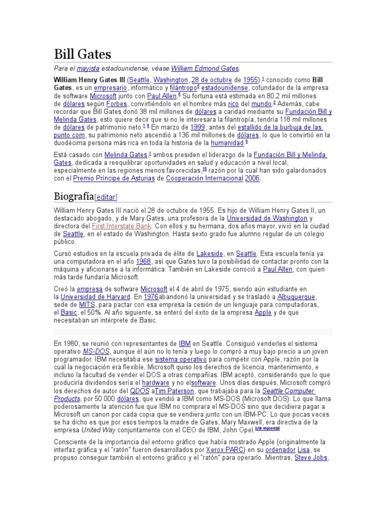 Bill Gates | PDF | Ingeniería Informática | Informática
