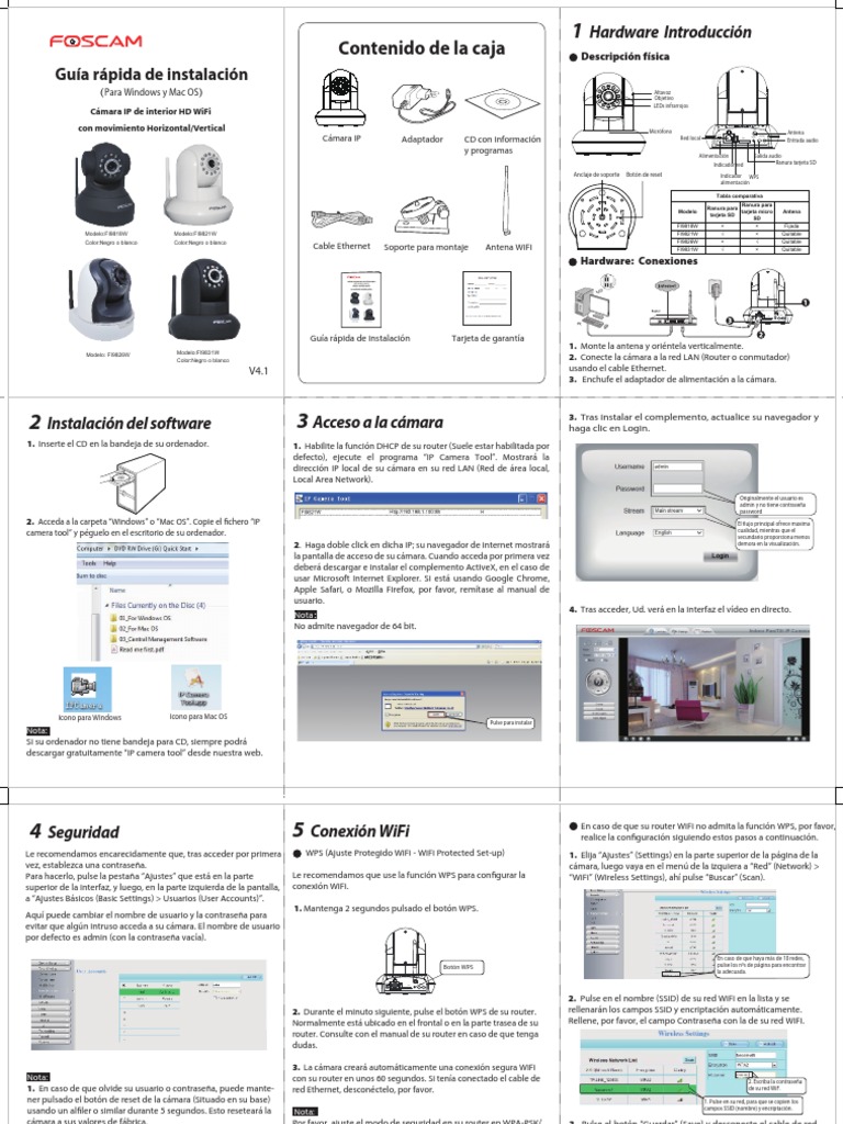 Camara IP FI9821W Guia de Instalacion Rapida para Windows y Mac | PDF ...