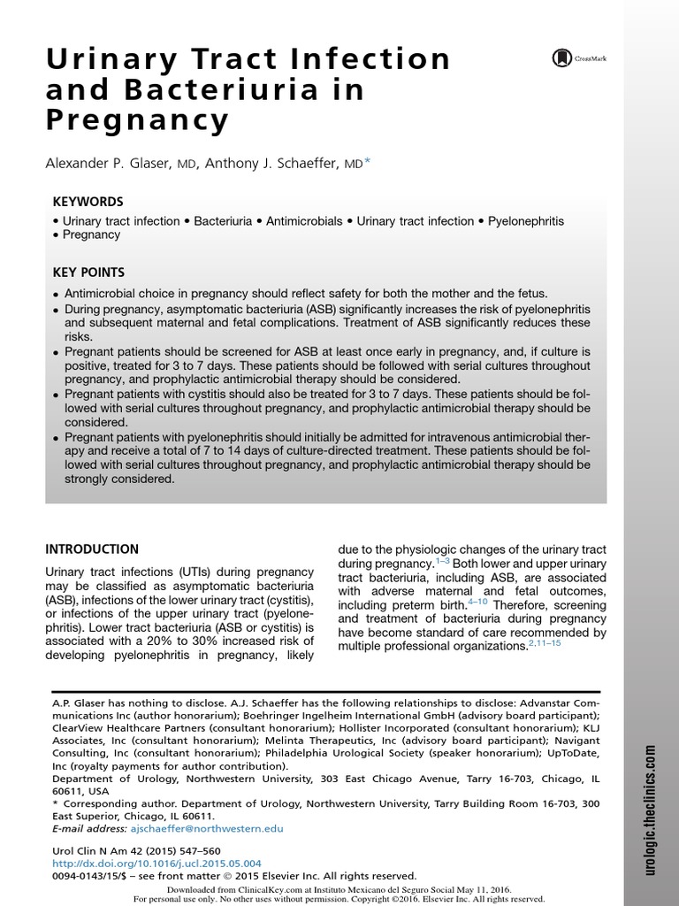 Urinary Tract Infection and Bacteriuria in Pregnancy | PDF | Urinary ...