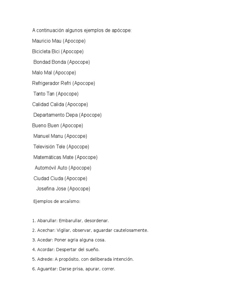 Ejemplos de Apócope | PDF