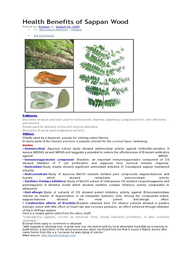 Health Benefits of Sappan | Medical Specialties | Earth & Life Sciences