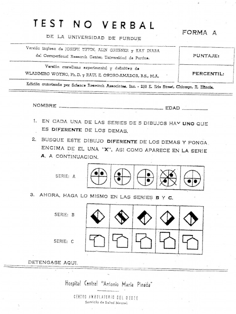 Test de Inteligencia de La Universidad de Purdue | PDF