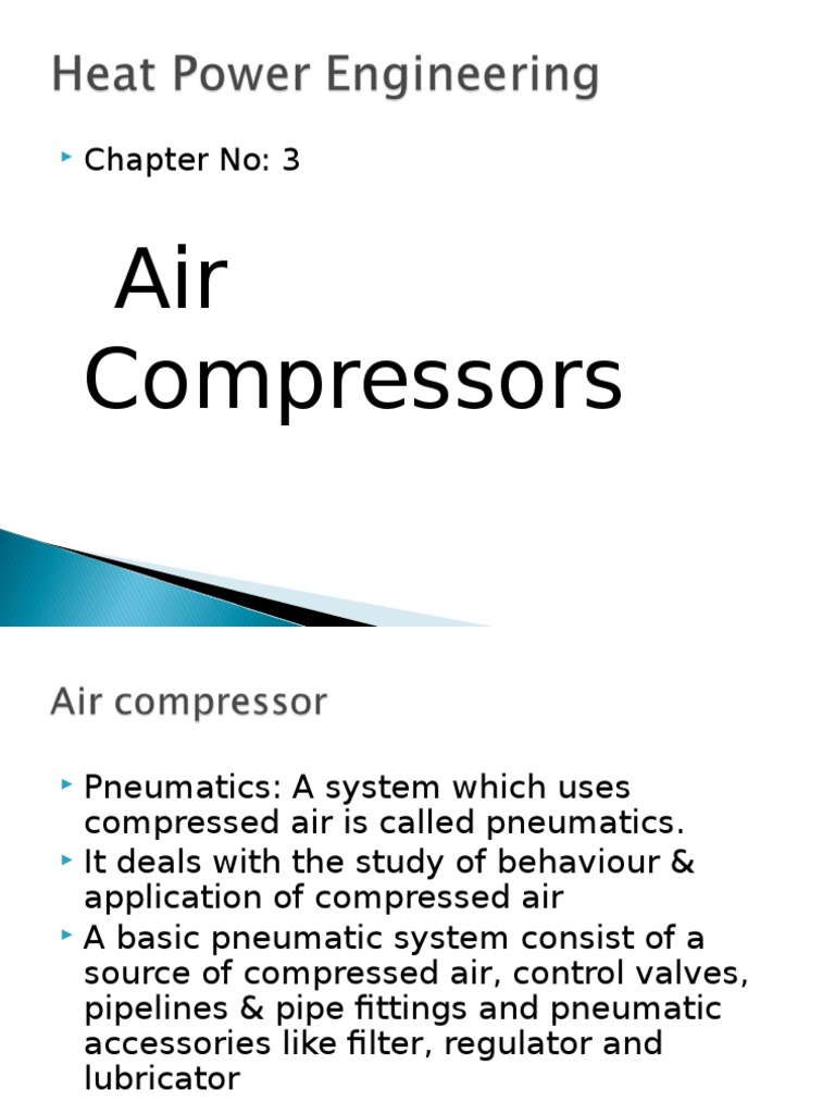 Chapter No 3 Air Compressors | PDF | Gas Compressor | Cylinder (Engine)
