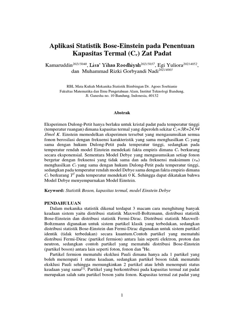 Second Revised-Aplikasi Distribusi Statistik Bose-Einstein | PDF