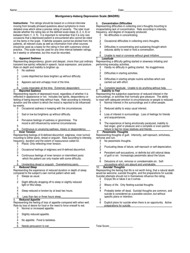 MADRS | Grief | Depression (Mood)