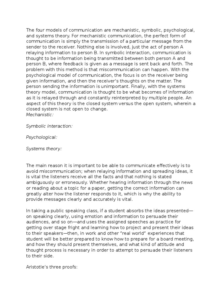An Analysis of Communication Models, Effective Public Speaking ...