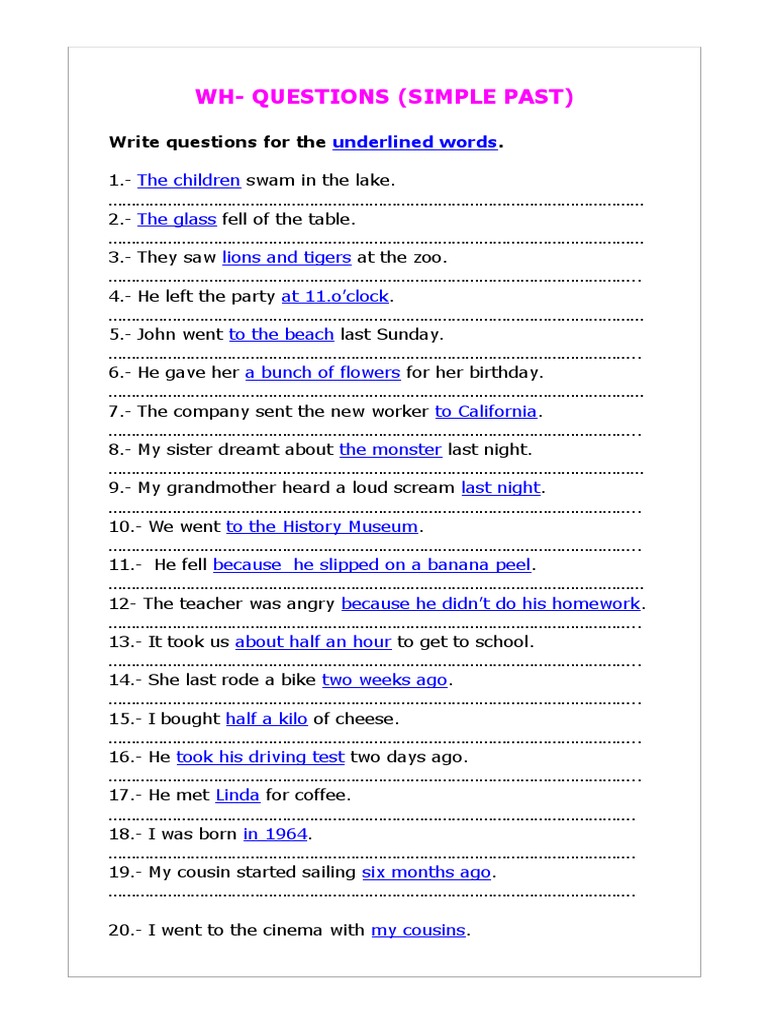 WH Questions Simple Past | PDF