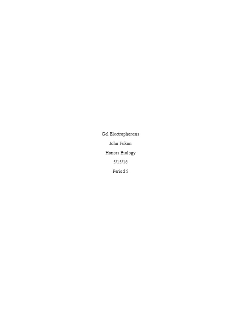 Gel Electrophoresis Lab Report | PDF | Gel Electrophoresis | Agarose ...